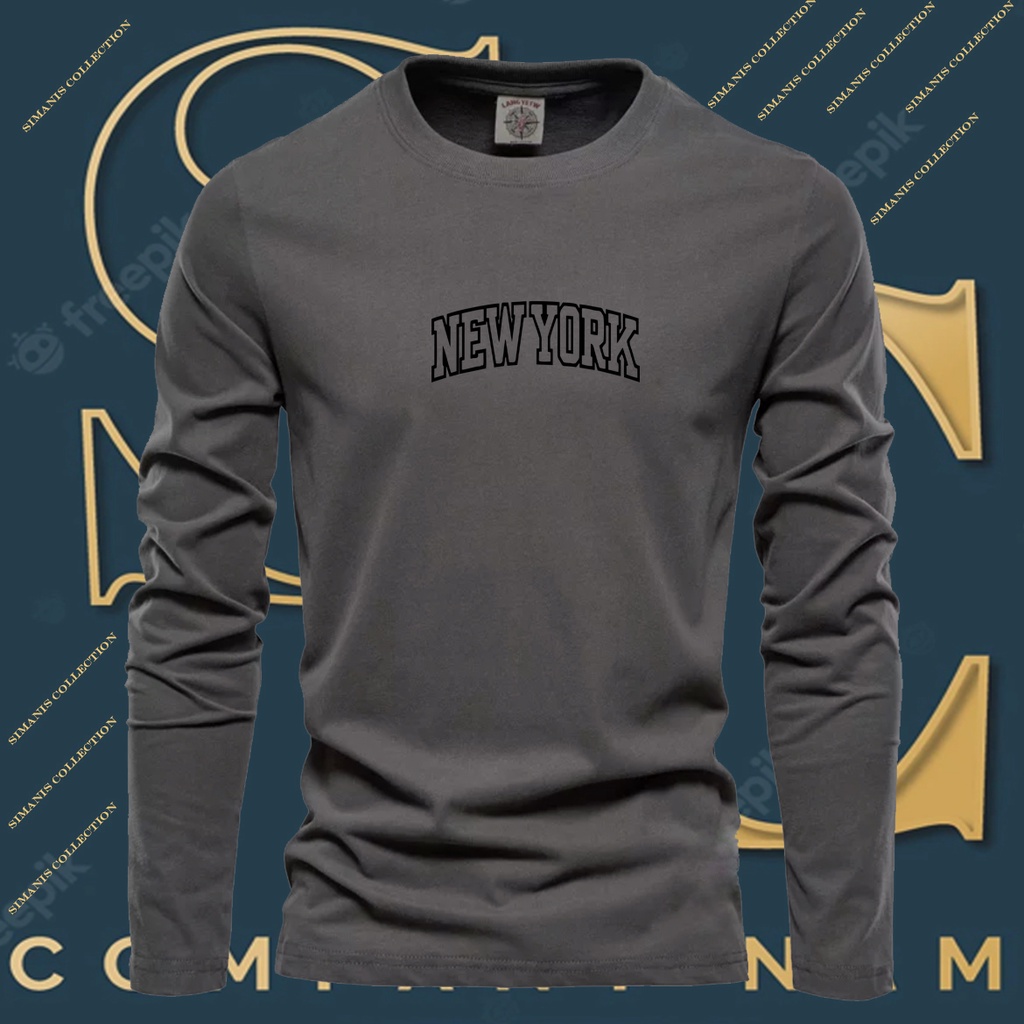 Jual SC Collection COD Kaos Distro Lengan Panjang New York Text Hitam ...