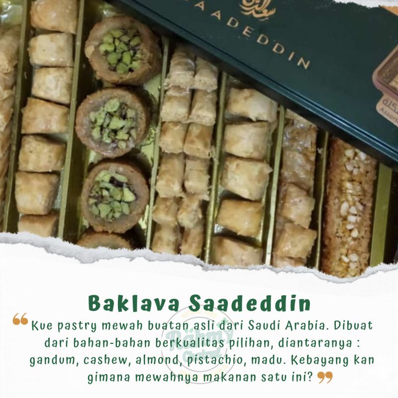 Jual Baklava Mewah Saadeddin Pastry Ukuran Medium 500GR / Assorted Baklava Saudi Medium 500GR ...