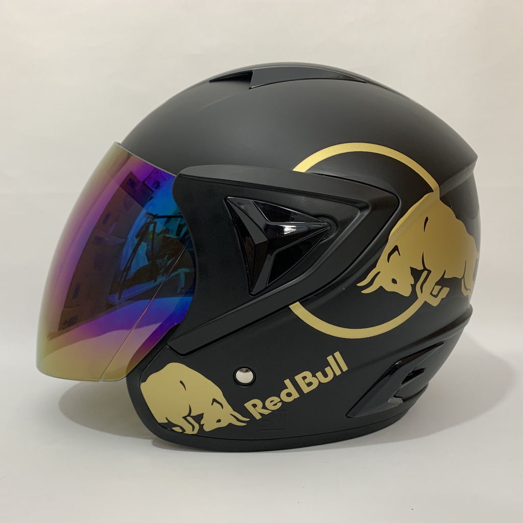 Jual Helm JP 13 RedBul (Gold) Hitam Doff - Helem Helmet SNI Dewasa BXP ...