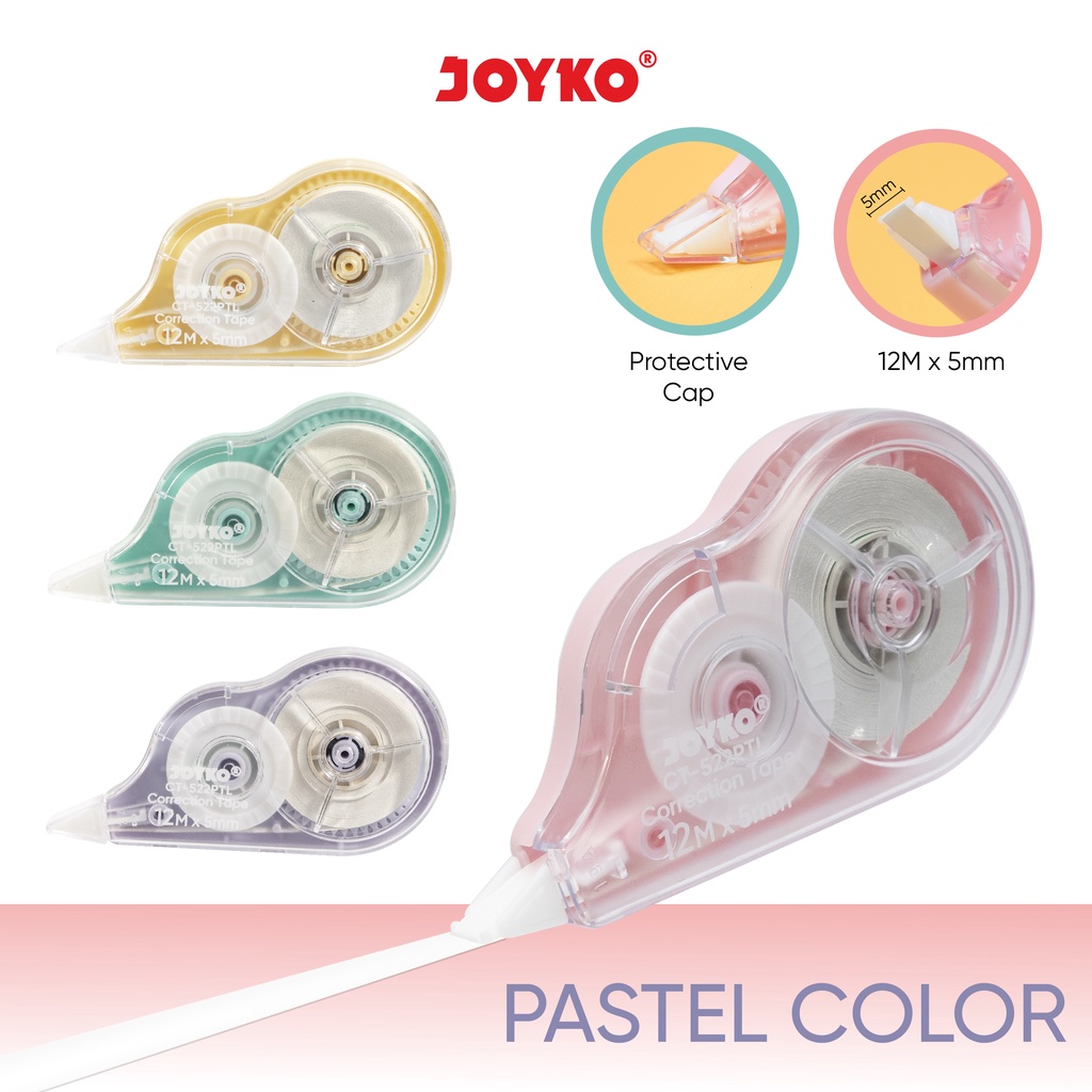 Jual JOYKO Pita Koreksi Correction Tape CT-522PTL Pastel Color | Shopee ...
