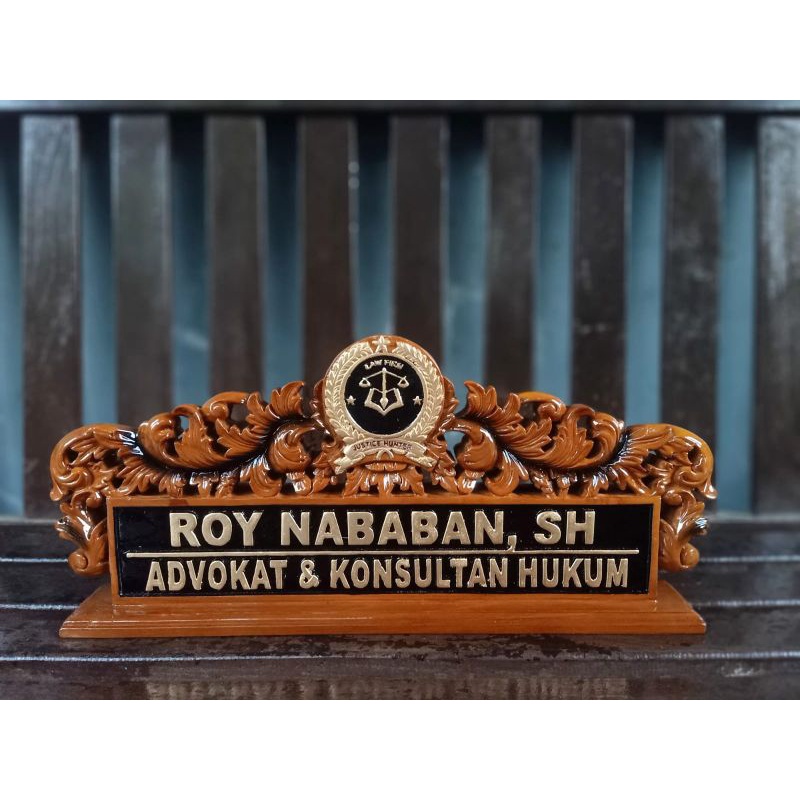 Jual Papan Nama / Papan Nama Meja Ukir / Papan Nama Advokat / Kayu jati ...
