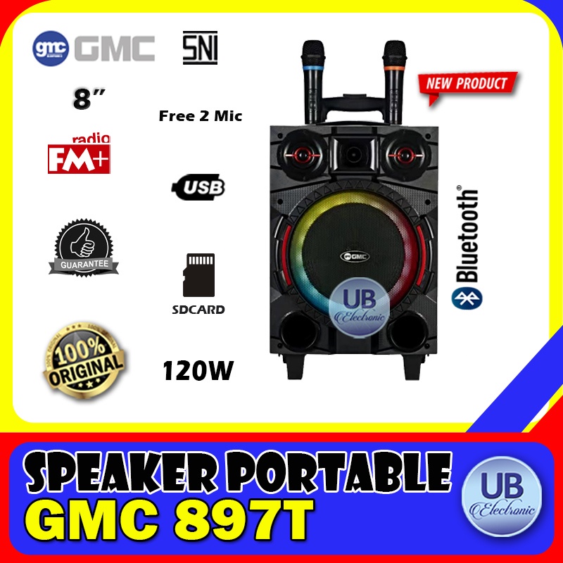 Jual SPEAKER GMC 897T BLUETOOTH PORTABLE 8 INCH FREE 2 MIC WIRELESS ...