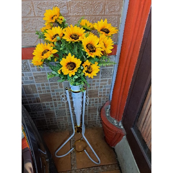 Jual Bunga pojok ruangan bunga matahari ceria kuntum 20 +pot standing ...