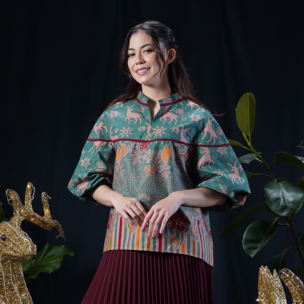 Jual NONA RARA - Longing Carol T1873, Baju Batik Kasual Modern | Shopee ...
