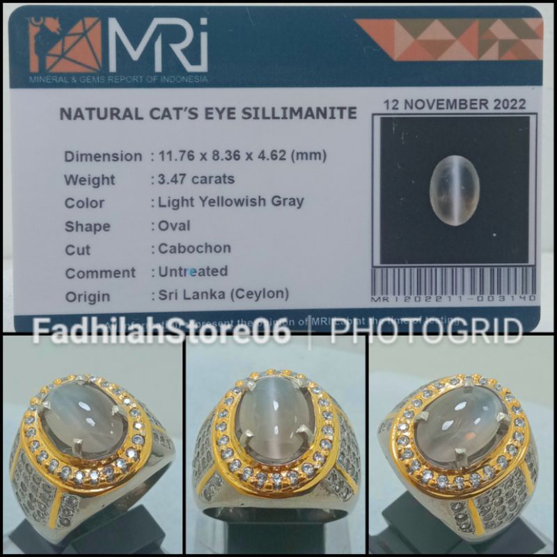 Jual CINCIN PERAK NATURAL SILIMANITE OPAL CAT EYE OVAL SRILANKA + MEMO ...