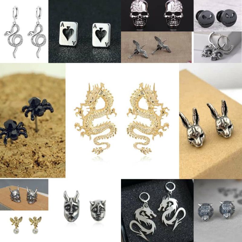 Jual 2pcs anting bentuk antik aneh unik gaya punk rock grunge | Shopee ...