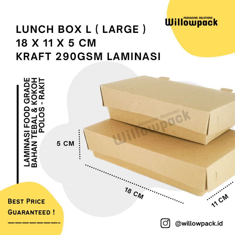 Jual DUS LUNCH BOX L LARGE 18x11x5 KARDUS KRAFT LAMINASI RICE BOX NASI ...