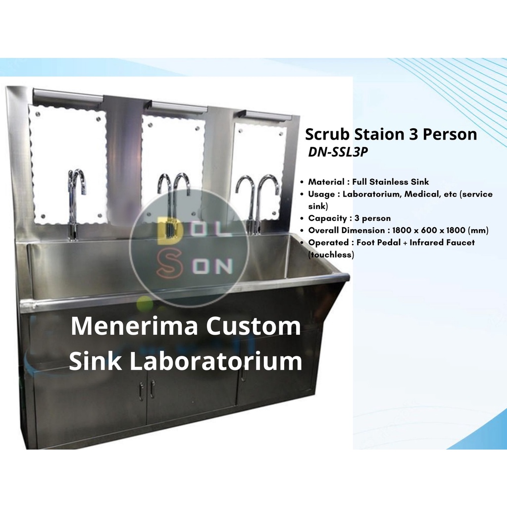 Jual 3 Person Scrub Station Sink Three Bay Laboratorium Medis Otomatis ...