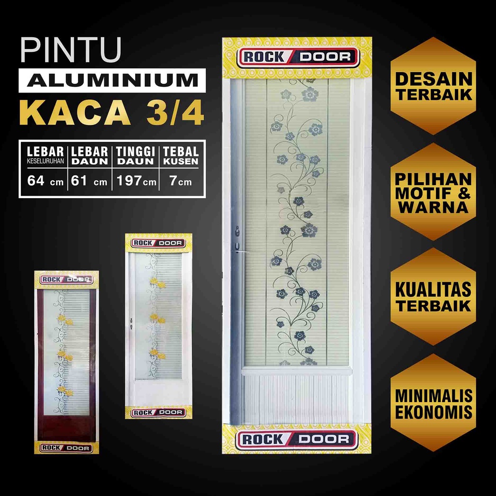 Jual PINTU KAMAR MANDI ALUMINIUM KACA 3/4 | Shopee Indonesia
