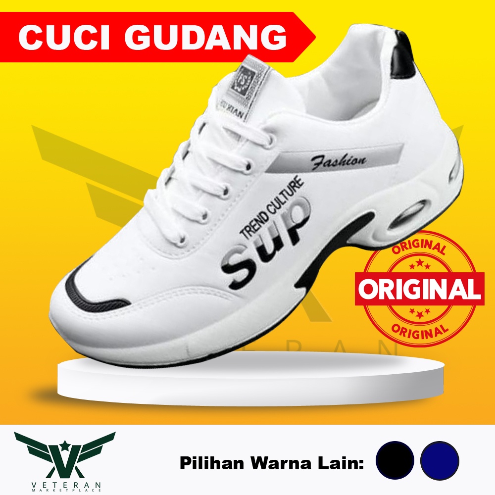 Jual Sepatu sneakers original sepatu olahraga pria putih hitam SUP MATA ...