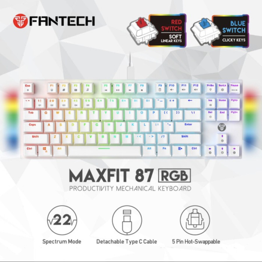 Jual Fantech Maxfit 87 MK856 RGB Mechanical Gaming Keyboard Hot ...