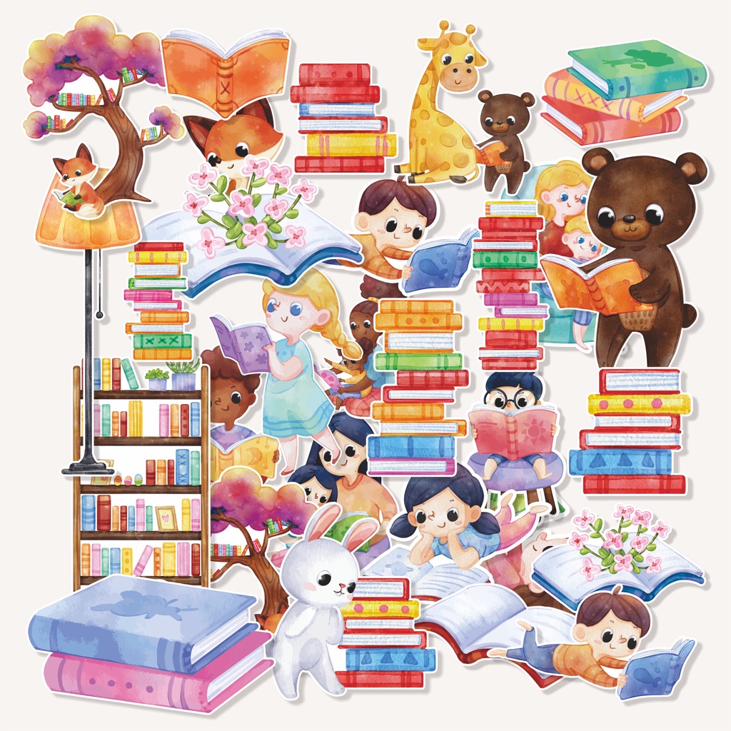Jual ( 50 pcs )BOOK WORLD sstiker label satuan/murah/biasa dan ati air ...