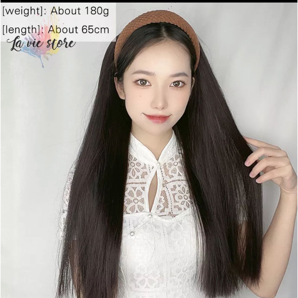 Jual wig lurus bando brown wig bando lurus coklat k012 | Shopee Indonesia
