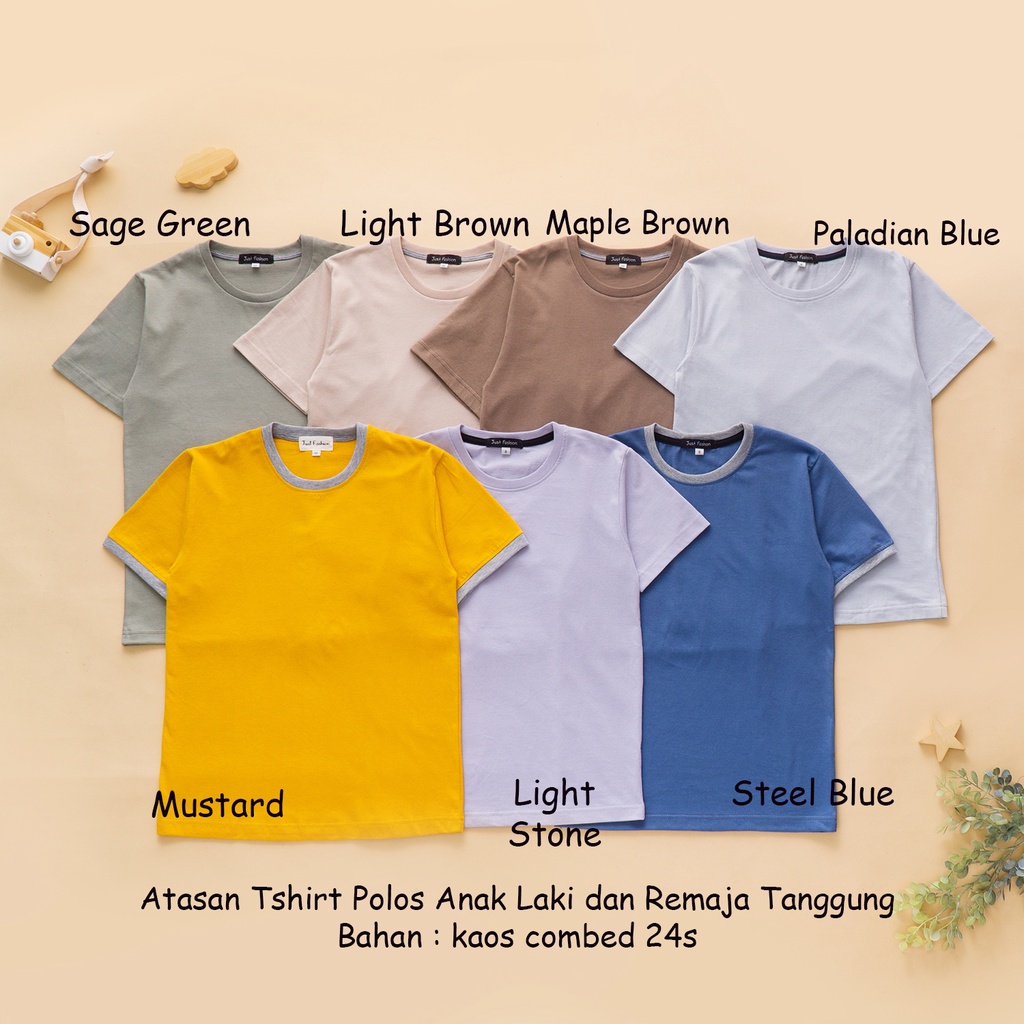 Jual Atasan Kaos Tshirt Oblong Polos Basic Tee Anak Laki Laki Remaja Tanggung 10 12 14 thn ...