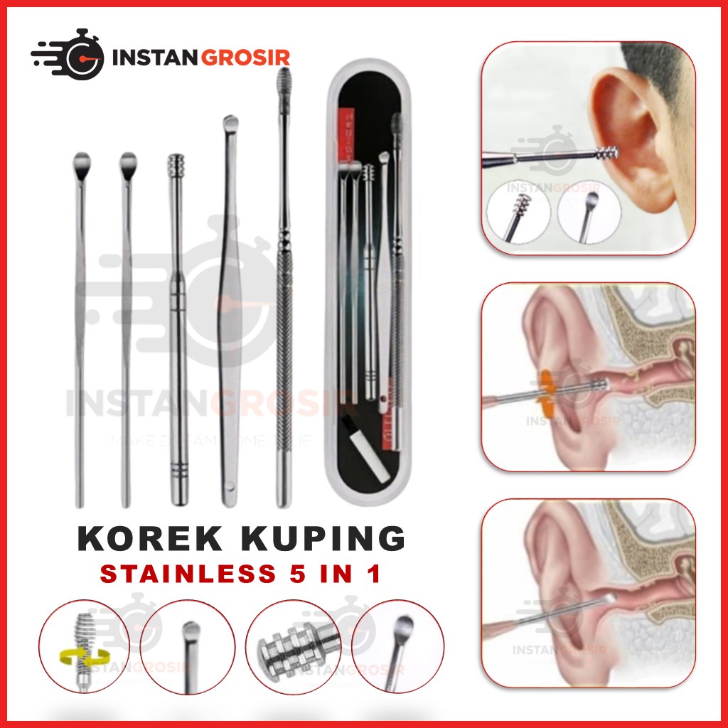 Jual Korek Kuping 5 in 1 alat pembersih telinga Dewasa membersihkan ...