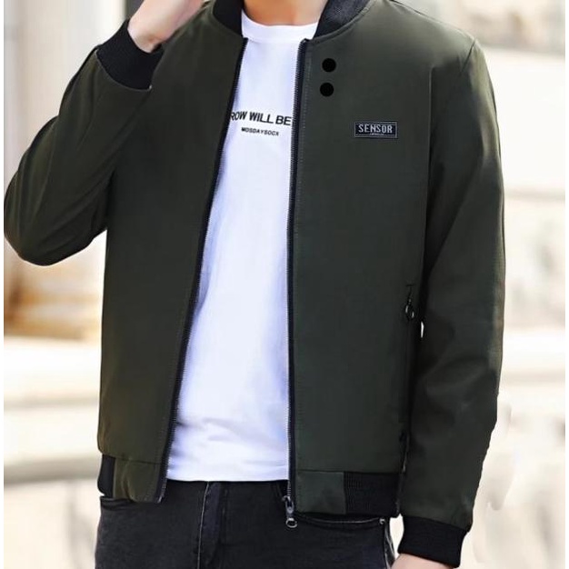 Jual Jaket Bomber Pria Taslan Tahan Air dan angin Casual simpel - Hitam ...