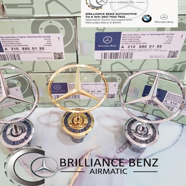 Jual LOGO BINTANG KAP MESIN MERCEDES BENZ ORIGINAL / EMBLEM HOOD STAR ...