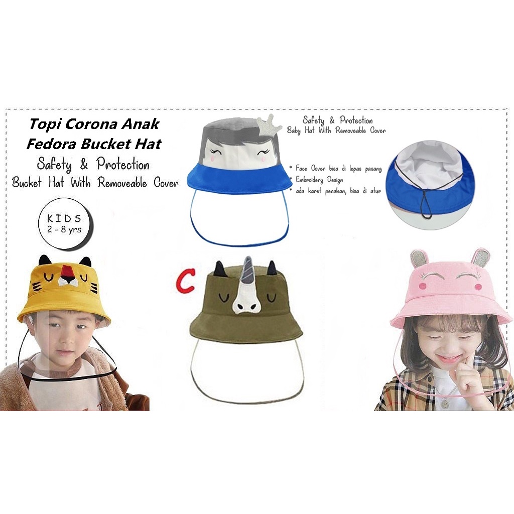 Jual Topi Face Shield Anak Topi Faceshield Anak Fedora APD Topi Corona ...
