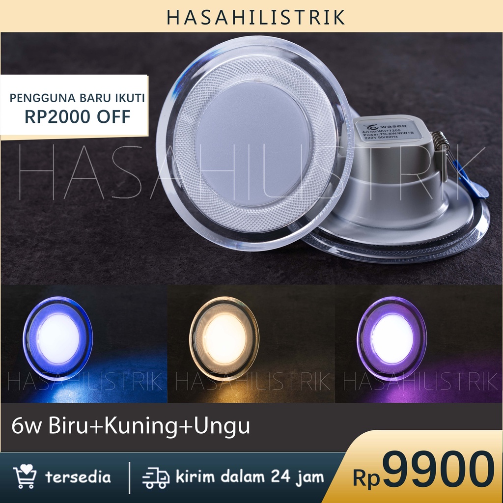 Jual LAMPU DOWNLIGHT LED 3 WARNA 9WATT/ KUNING+ BIRU+ UNGU /PANEL LED/LAMPU PLAFON | Shopee ...