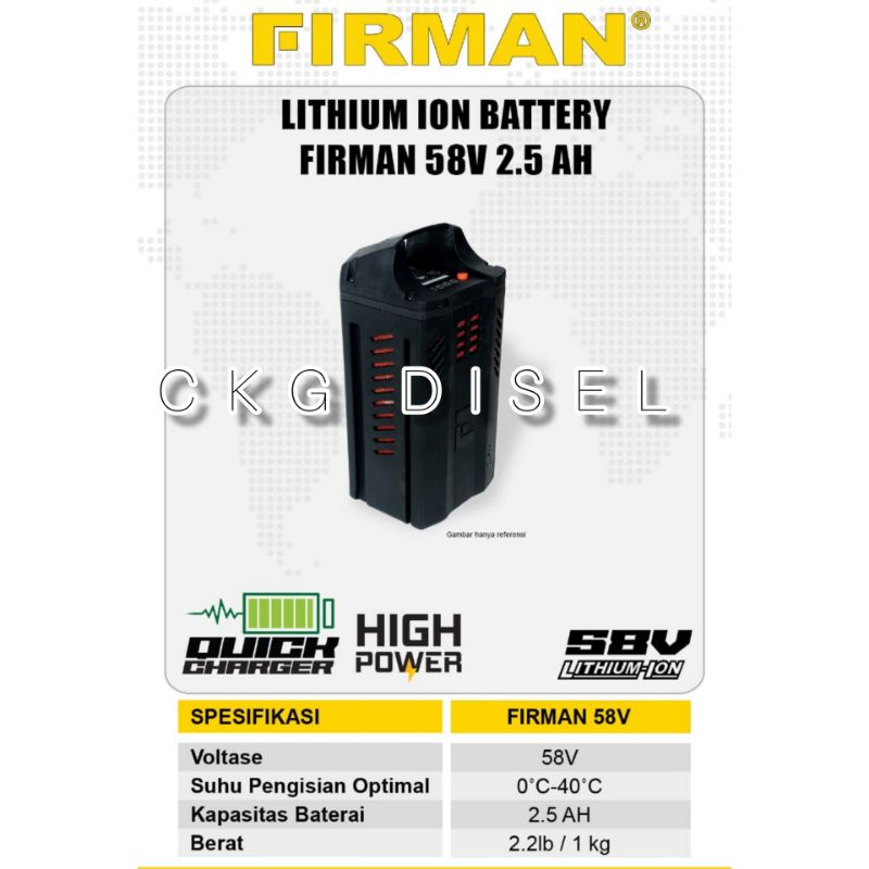 Jual Battery Lithium ion Firman FEC 58V 2,5 AH | Shopee Indonesia