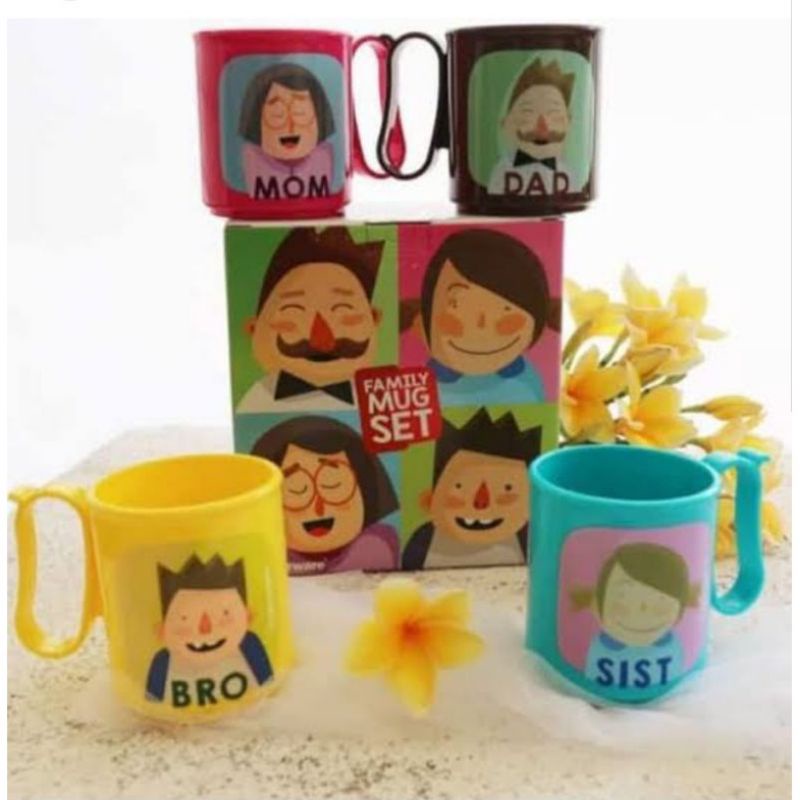 Jual Tupperware Micro mug 4 pcs - family mug 4 pcs (2 pink 2 coklat ...