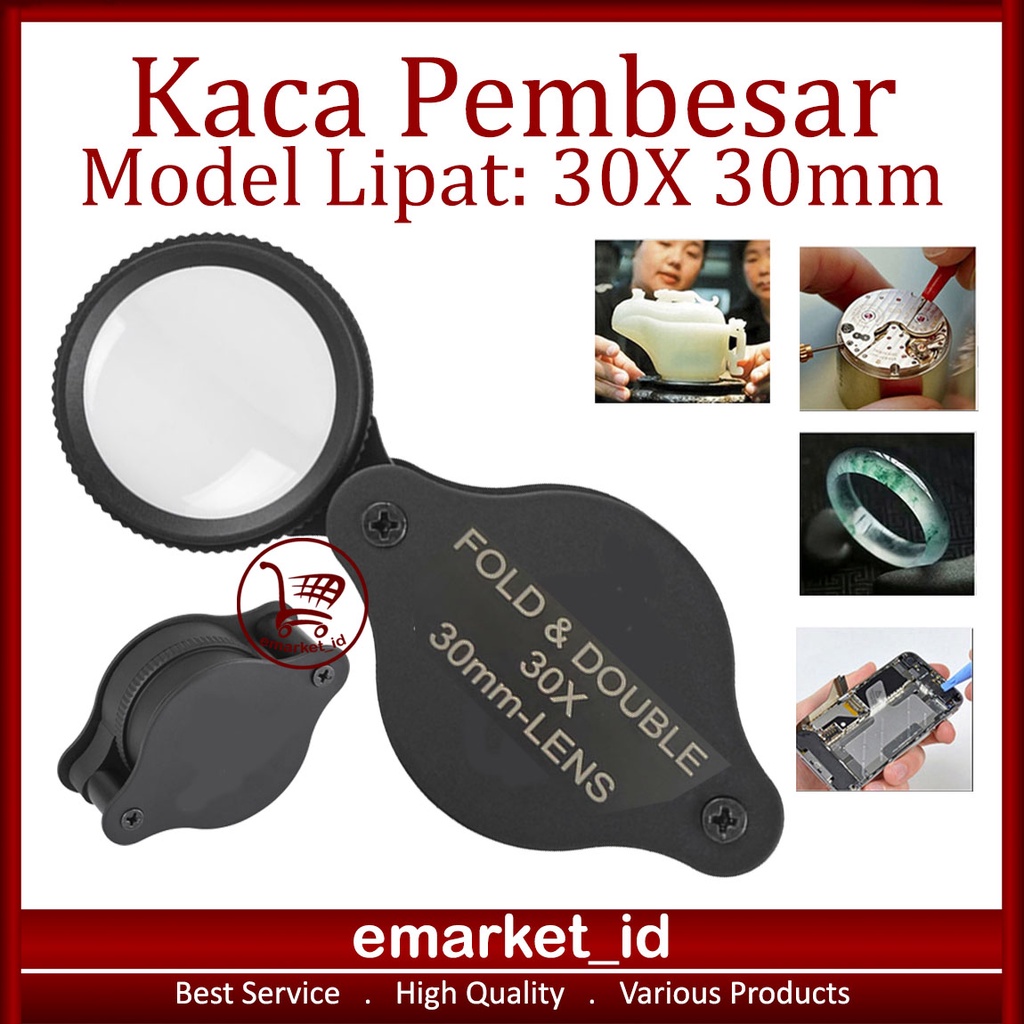 Jual Kaca Pembesar Lipat 30X 30mm AE72 Geologi/ Perhiasan Batuan / Lup ...