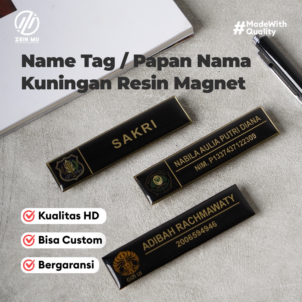 Jual PAPAN NAMA / NAME TAG/ KUNINGAN MAGNET / AKSESORIS / PIN | Shopee ...