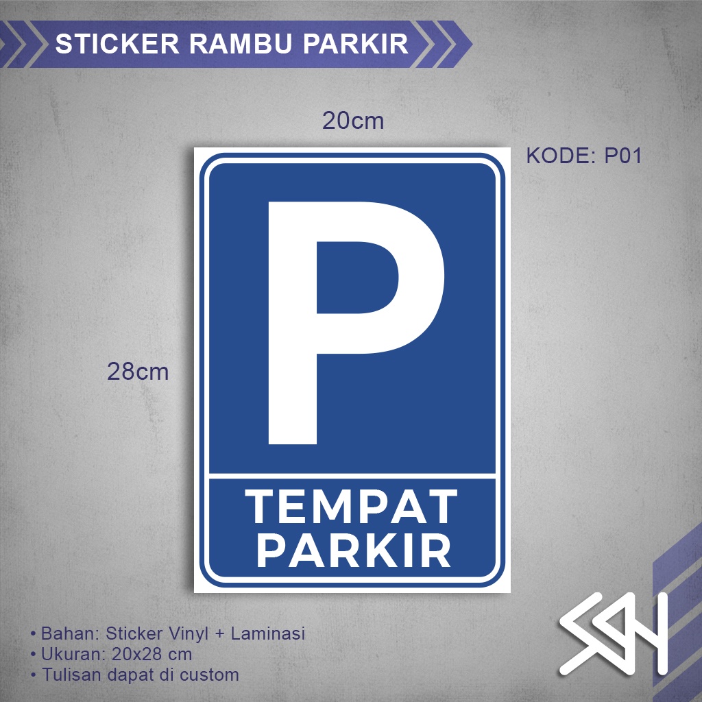 Jual Sticker Stiker Sign Rambu Dilarang Parkir Custom Text Tulisan ...
