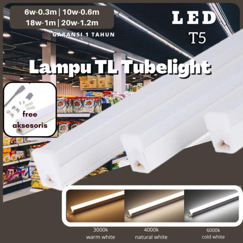Jual lampu t5 tl lampu t5 led tube light natural white 4000k | Shopee Indonesia