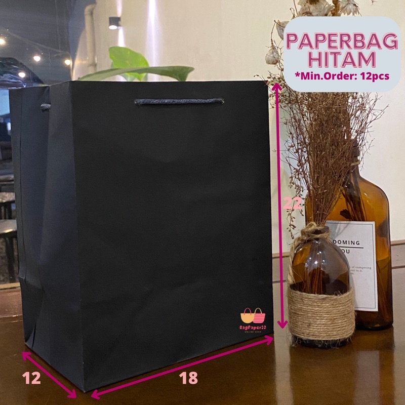 Jual Paperbag Hitam Premium 18x12x22(R5) | Shopee Indonesia