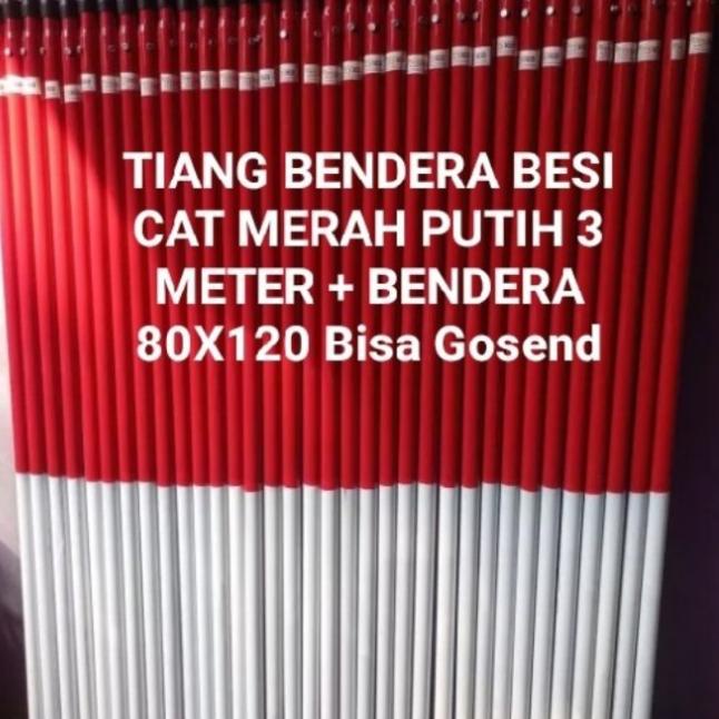 Jual tiang bendera merah putih 3 meter /tiang besi merah putih plus bendera - Merah Putih ...