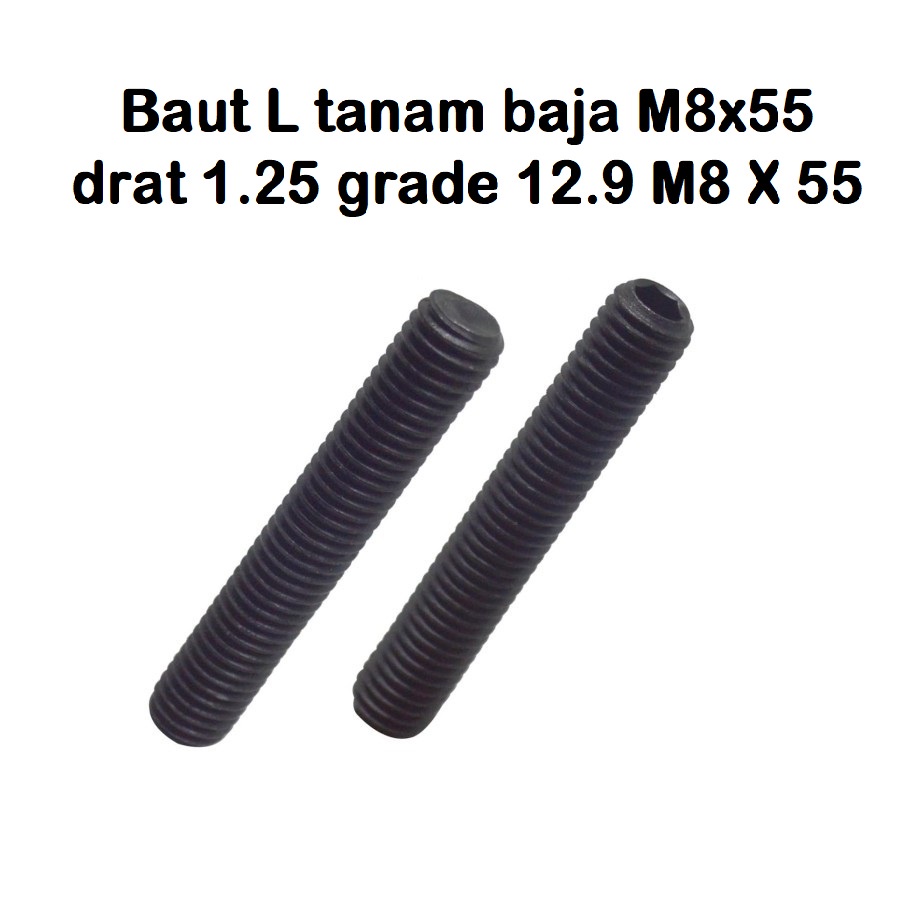Jual Baut L tanam baja M8x55 drat 1.25 grade 12.9 M8 X 55 | Shopee ...