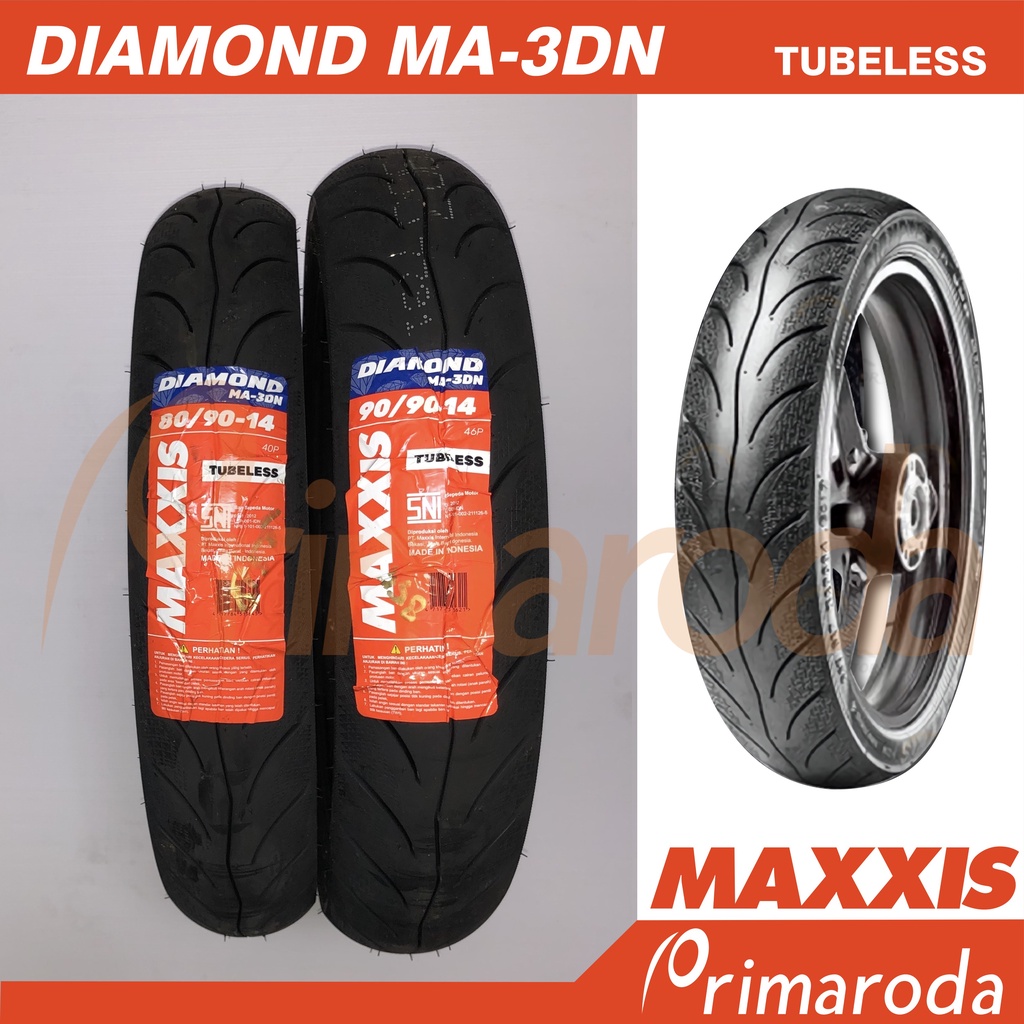 Jual Sepasang Ban Tubeless 80/90-14 dan 90/90-14 Maxxis Diamond MA-3DN ...