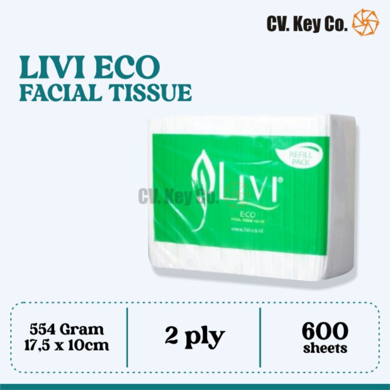 Jual Tissue Facial Tissue Wajah Livi Eco Facial Refill, Tissu 600's ...