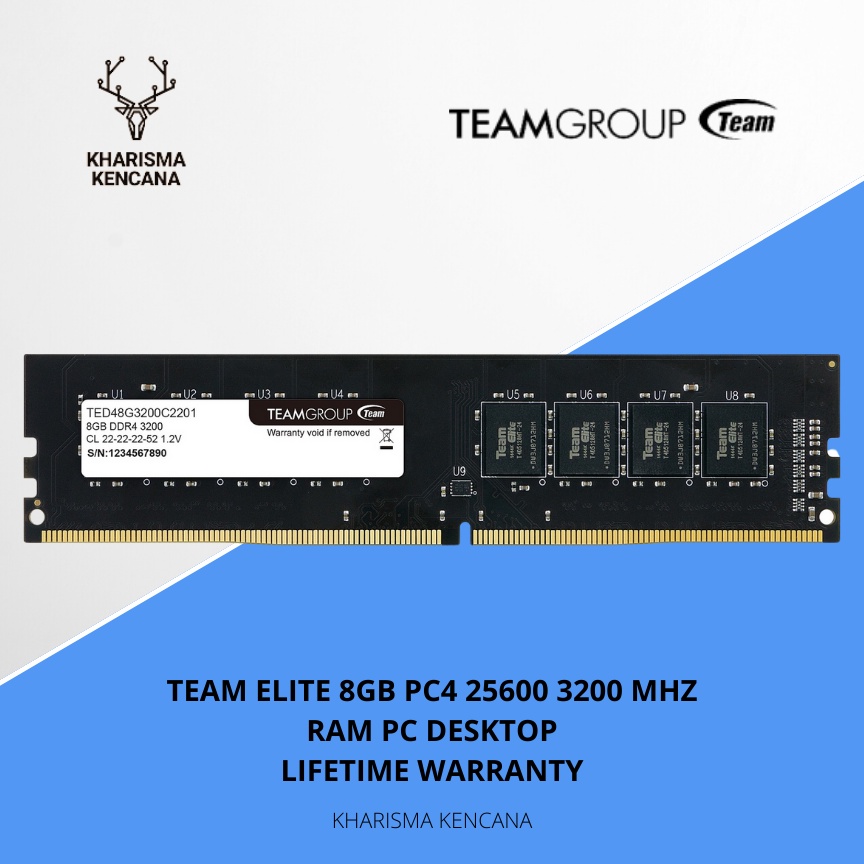 Jual TEAM ELITE 8GB DDR4 PC4 25600 3200 MHZ RAM PC DESKTOP - LIFETIME ...