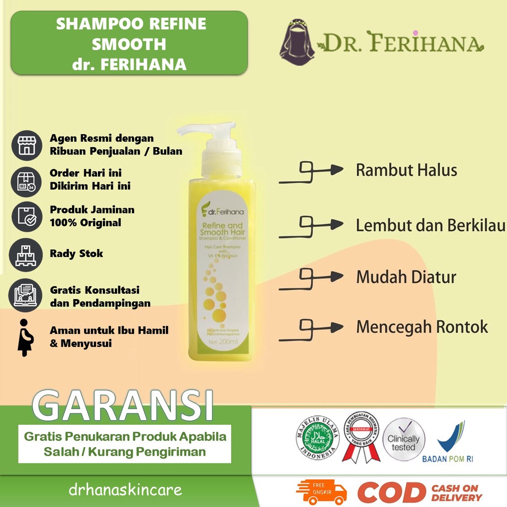 Jual SHAMPOO & CONDITIONER REFINE AND SMOOTH HAIR DR. FERIHANA SKINCARE ...