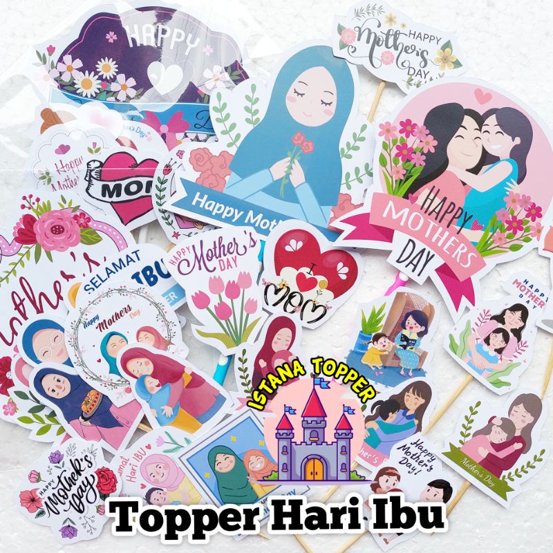 Jual Topper Cake STANDART / CUSTOM Tema Hari Ibu/ Topper Mother Day ...
