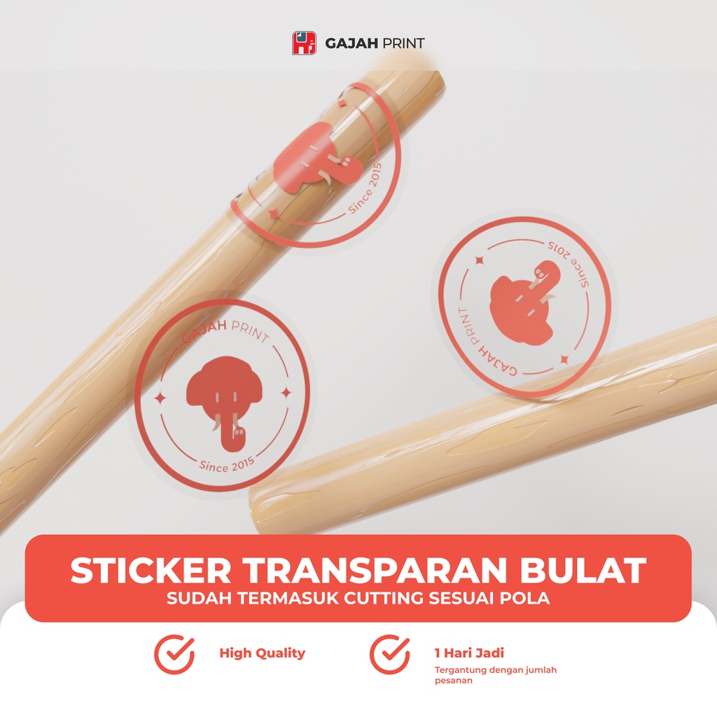 Jual Stiker Transparan Bulat Custom + Cutting Kiss Cut /Sticker Label ...
