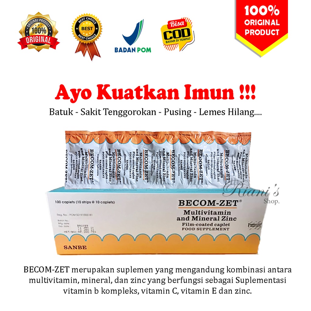 Jual Becom Zet 1 Strip 10 Kaplet Original Suplemen Kekebalan Daya Tahan ...