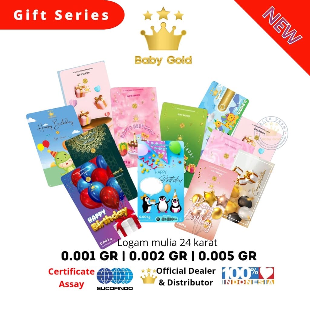 Jual BABY GOLD GIFT SERIES 0.001gr | 0.002gr | 0.005gr EMAS MINI LOGAM ...