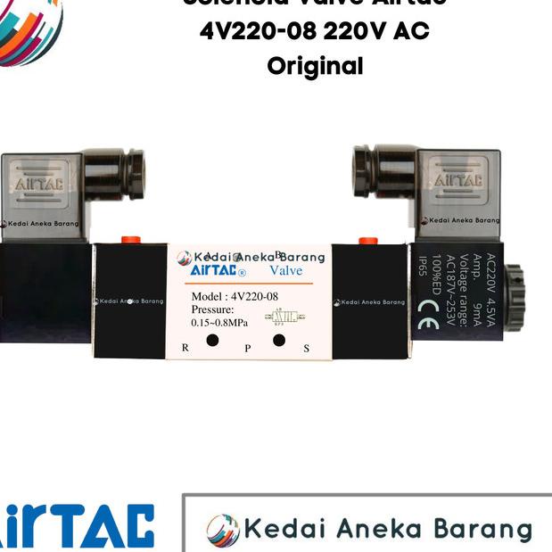 Jual Solenoid Valve Airtac 4V220-08 4V220 08 220V AC / 24V DC Pneumatic - 220V AC | Shopee Indonesia