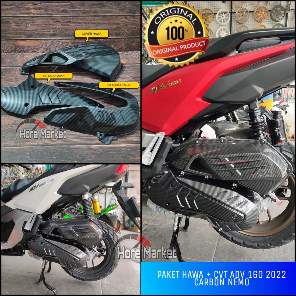 Jual PAKETAN COVER TUTUP HAWA DAN CVT ADV 160 CARBON NEMO FILTER CVT ...