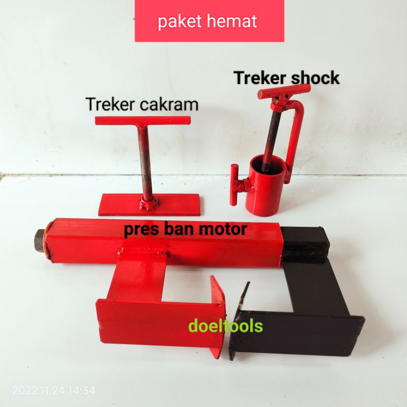 Jual PAKET HEMAT Pres ban motor Treker Cakram Treker shock depan motor bebek matic | Shopee ...