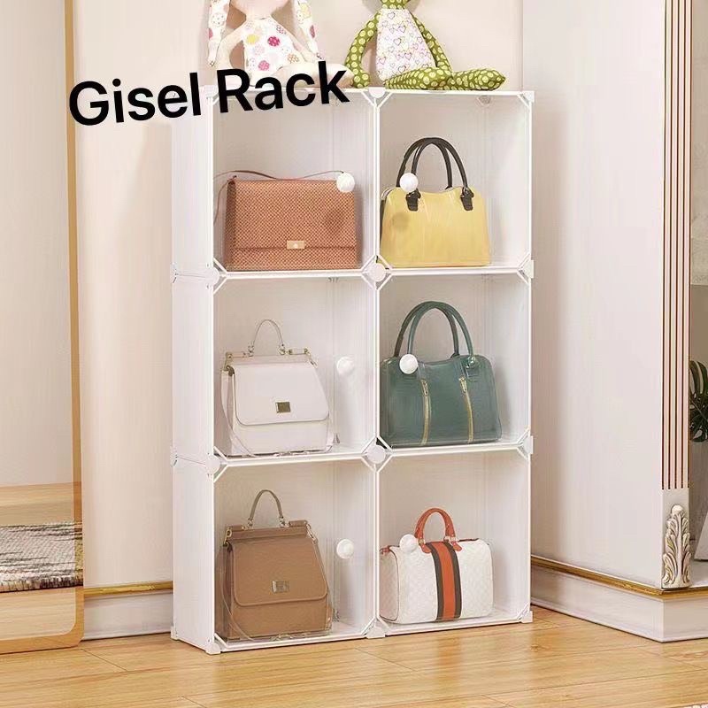 Jual Rak Tas Gisel 6 Pintu Shenar Lemari Tempat Penyimpanan Tas Bag ...