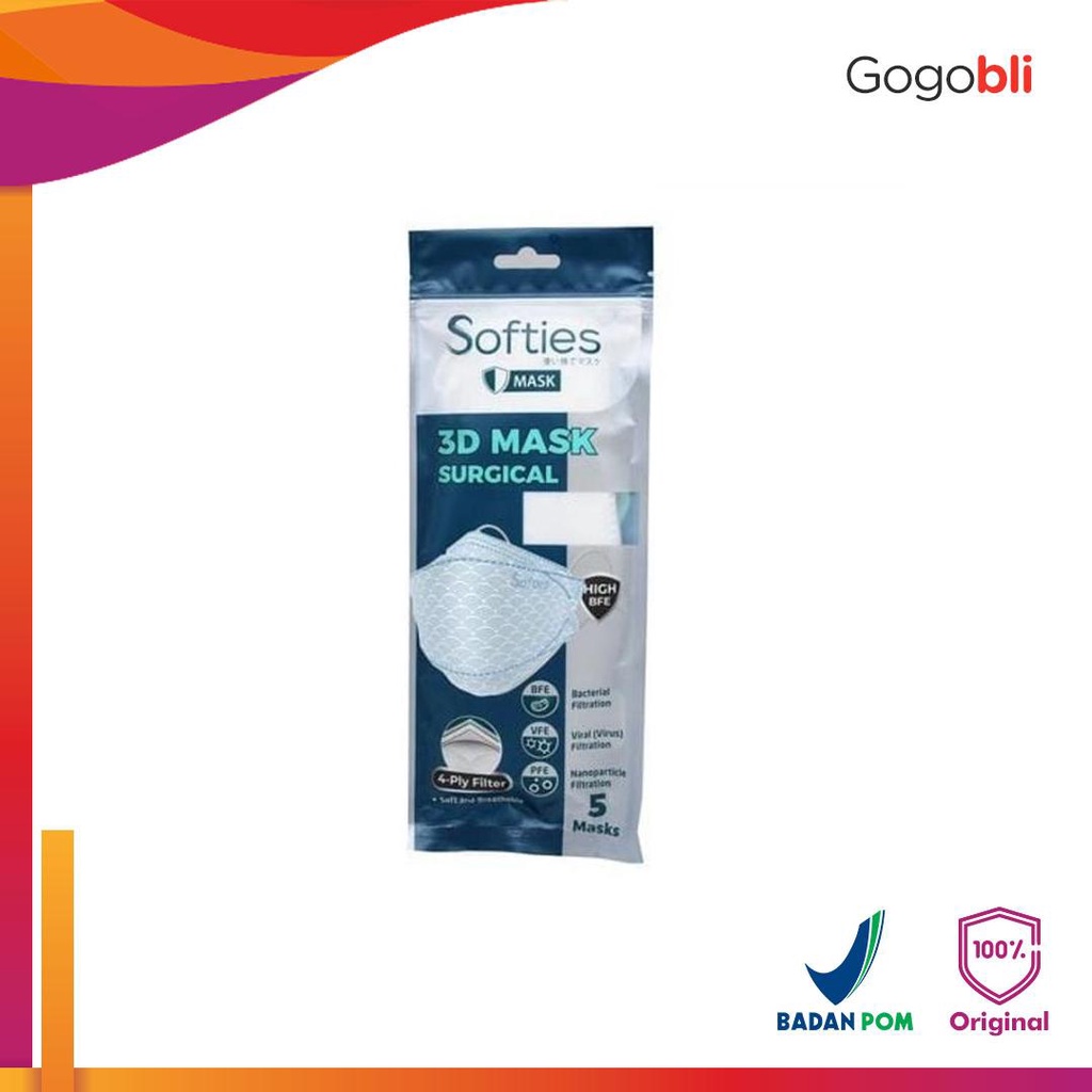 Jual Softies 4 Ply Earloop 3D Surgical Mask (Japanese Pattern) 5s ...