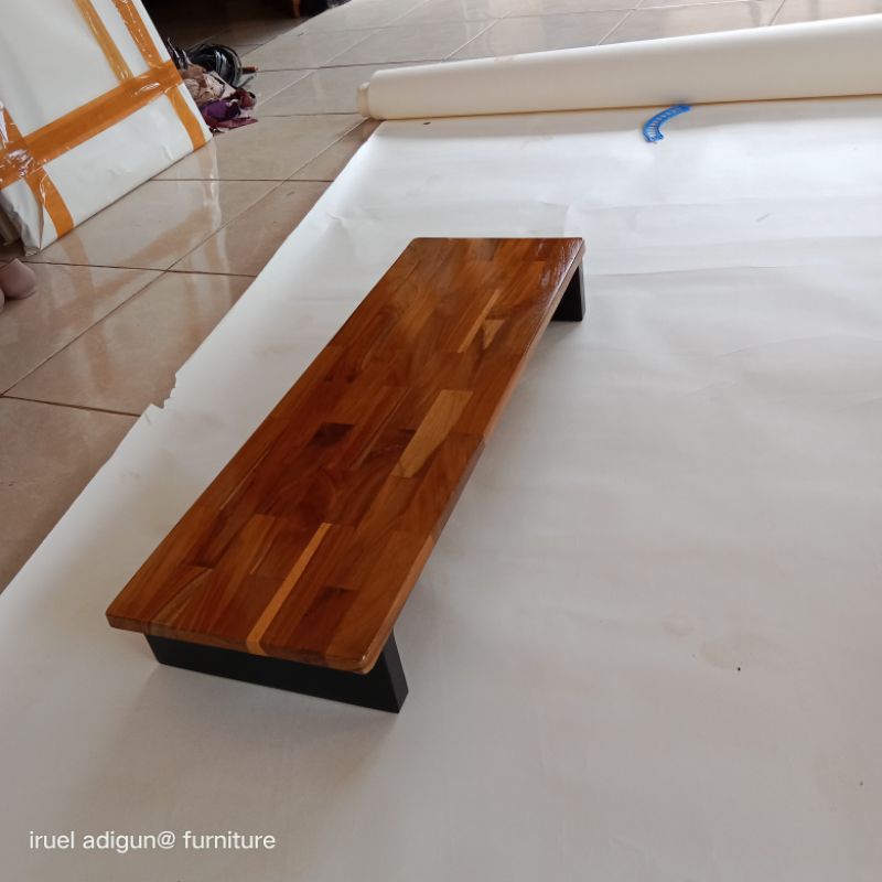 Jual meja monitor jati laminasi custom size | Shopee Indonesia