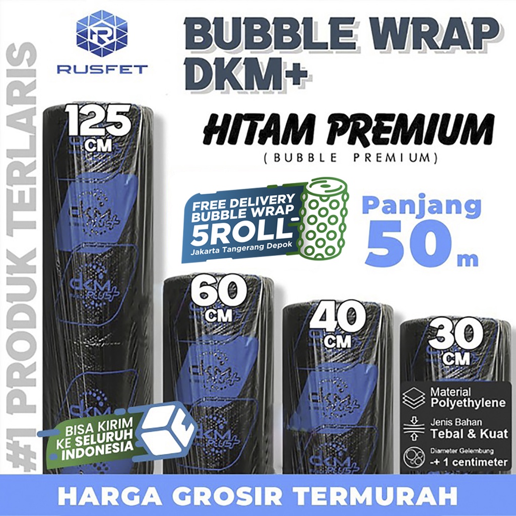 Jual Plastik Bubble Wrap 50meter HITAM PREMIUM DKM PLUS Bubblewrap ...