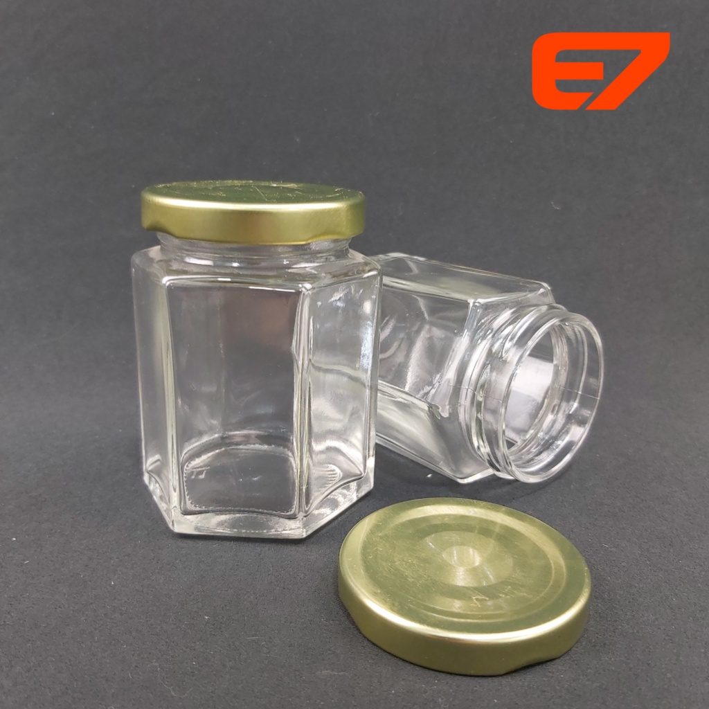 Jual Toples Kaca Jar Beling Hexagonal +Tutup seng Botol Bumbu 190ml ...