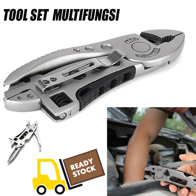 Jual Multifunction Tool Set Adjustable Wrench Jaw Mini Tang Obeng ...