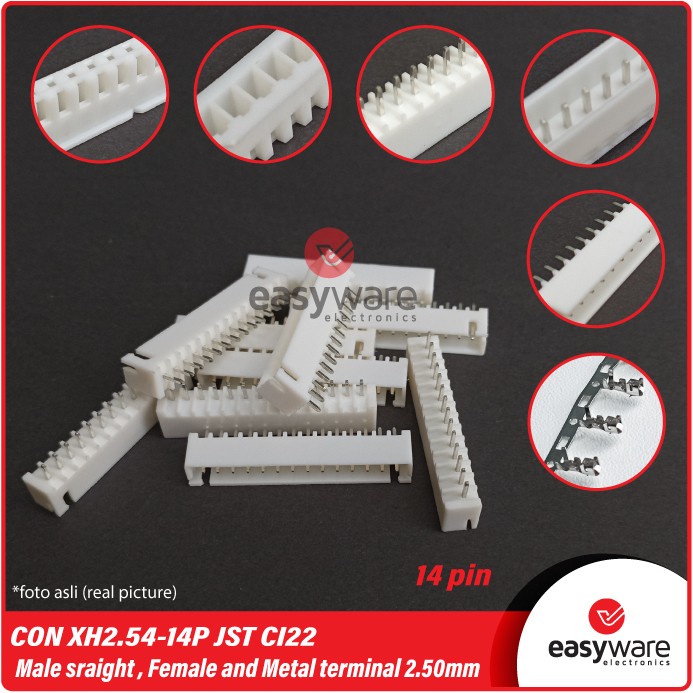 Jual 1 SET Connector JST XH2.54-14P Straight Header 2.54mm CI22 14 pin ...
